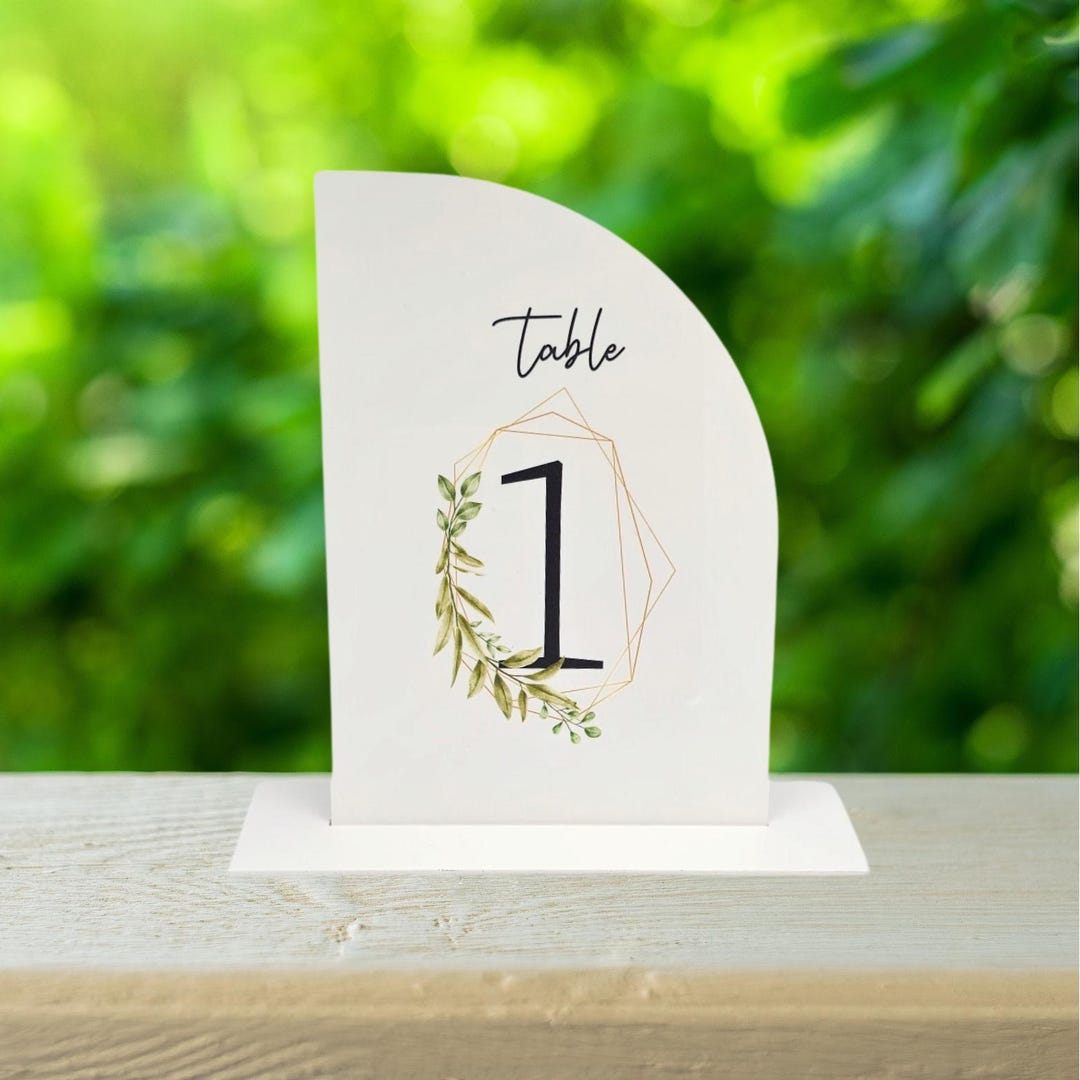 Acrylic Table Number 1/8” Thick—graphic Leaves 5×7″—(select Colour ...