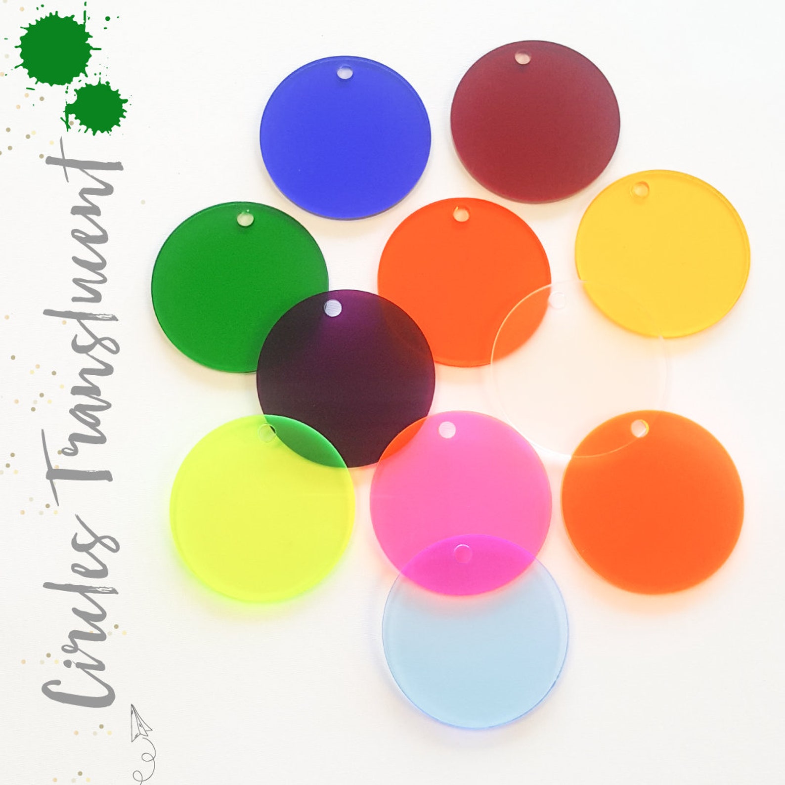 25 Translucent Acrylic Circle Blanks With Hole (SELECT SIZE & COLOR ) 1 ...