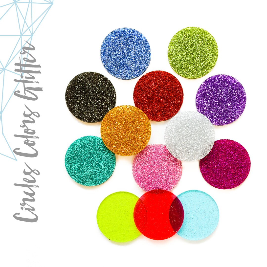 25 Acrylic Circle Blanks - NEW GLITTER COLORS ( Select Size and Colors ...