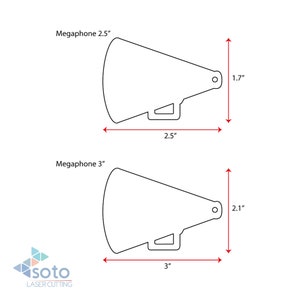 25 Wood Keychains MEGAPHONE 2.5" or 3" Dim 3/16" Thick Shape Blank ...