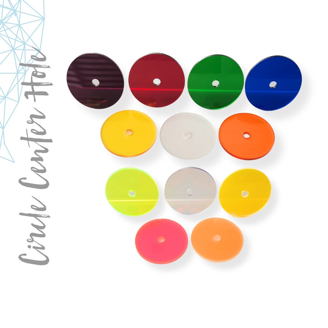 25 Translucent Acrylic Circle Blanks - 1/4" Center Hole (SELECT SIZE ...