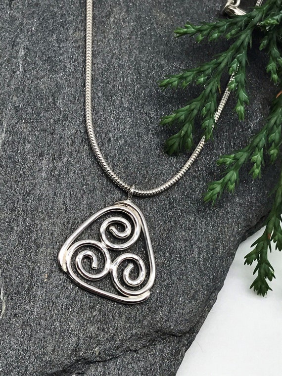 Sterling Silver Celtic Triskelion Spiral Pendant | Etsy