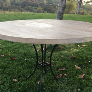 48 Rustic Round Table Vintage Metal Base Paired With Reclaimed Table ...