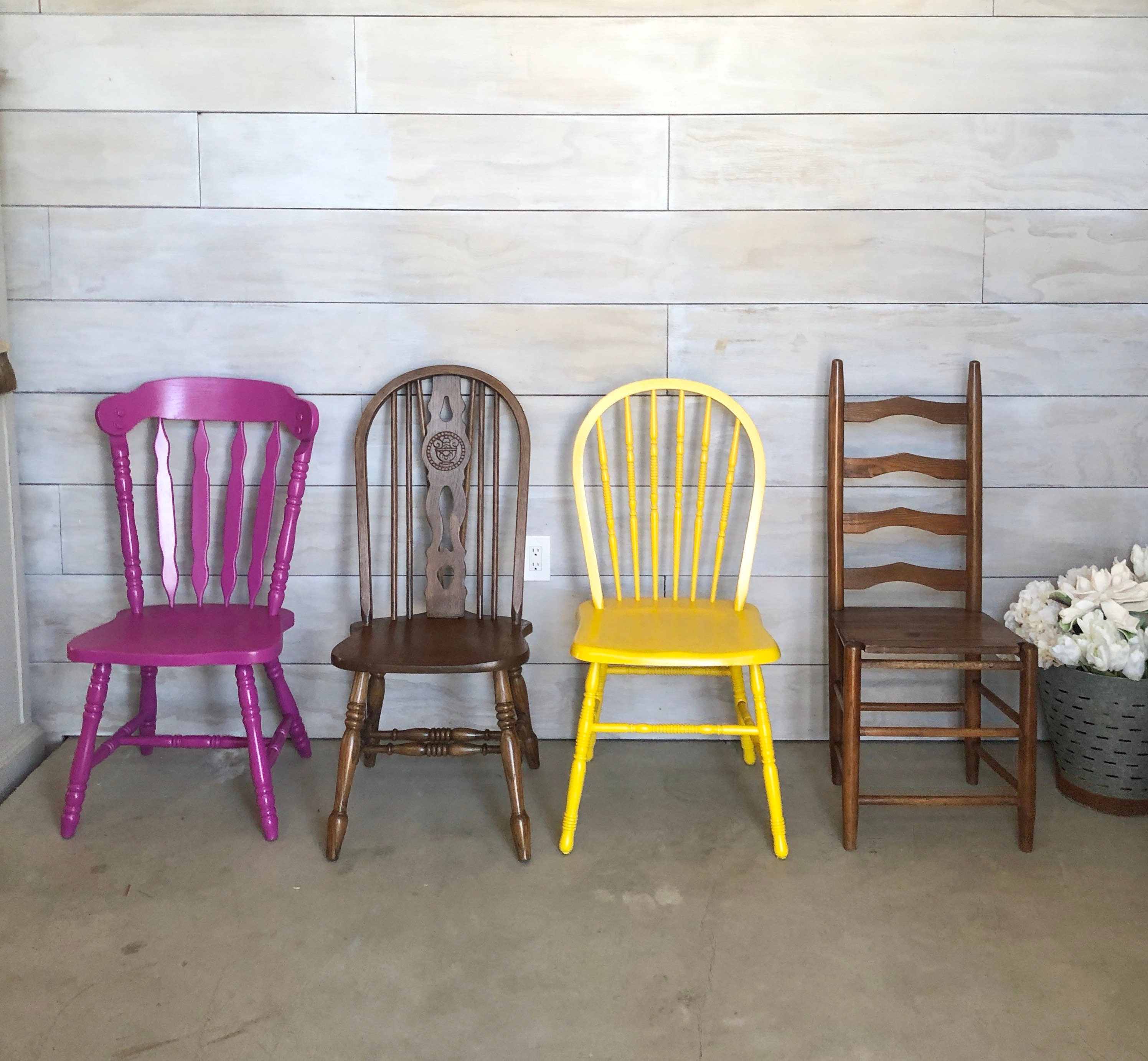 Farmhouse Chairs Set of Four Vintage Farm Chairs You Choose | Etsy