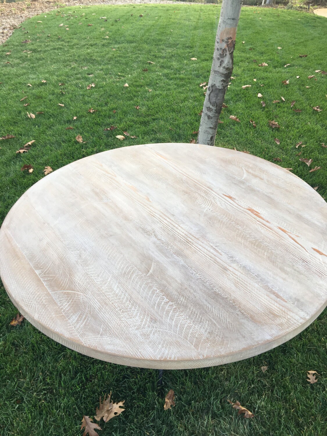 48 Rustic Round Table Vintage Metal Base paired with | Etsy