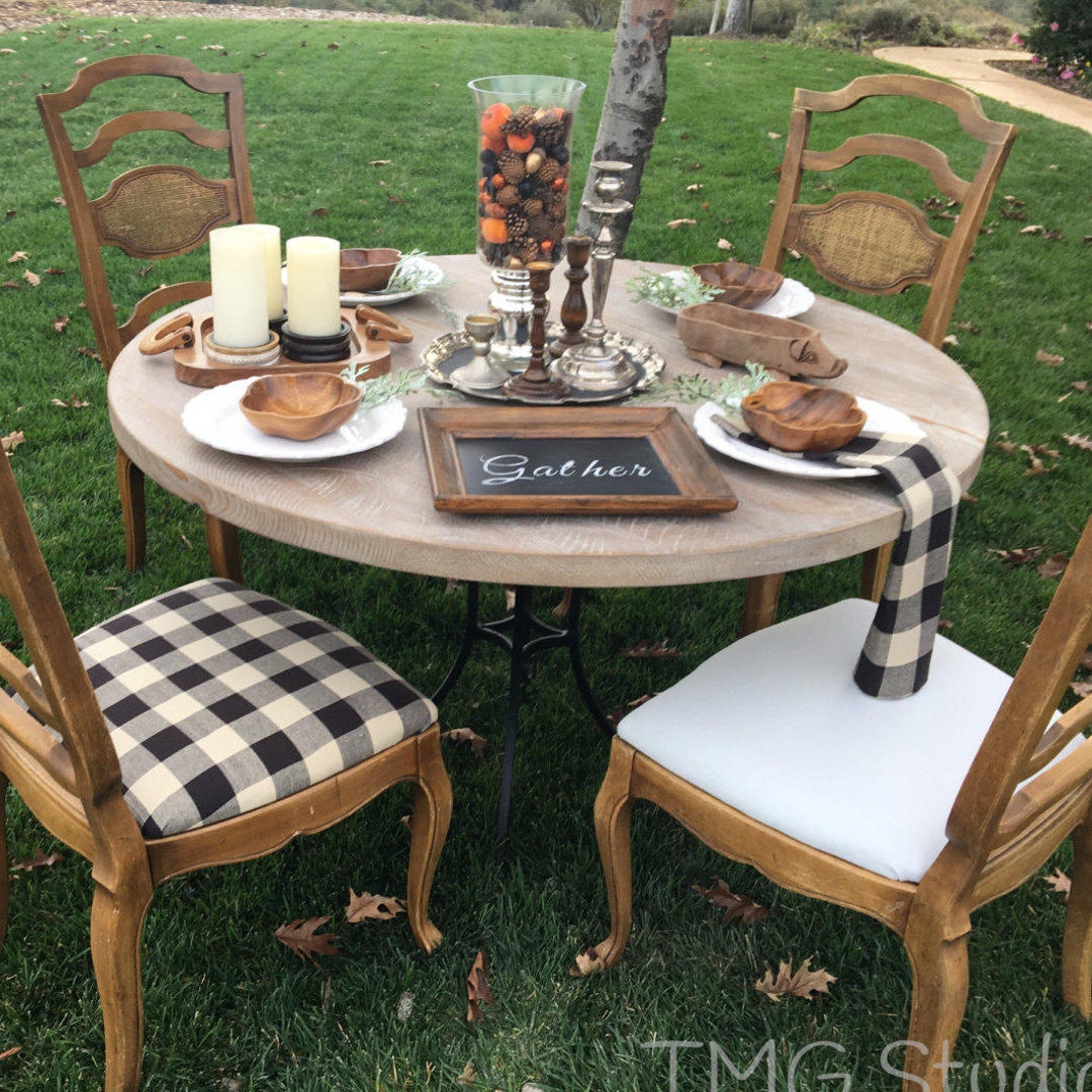 48 Rustic Round Table Vintage Metal Base Paired With Reclaimed Table ...