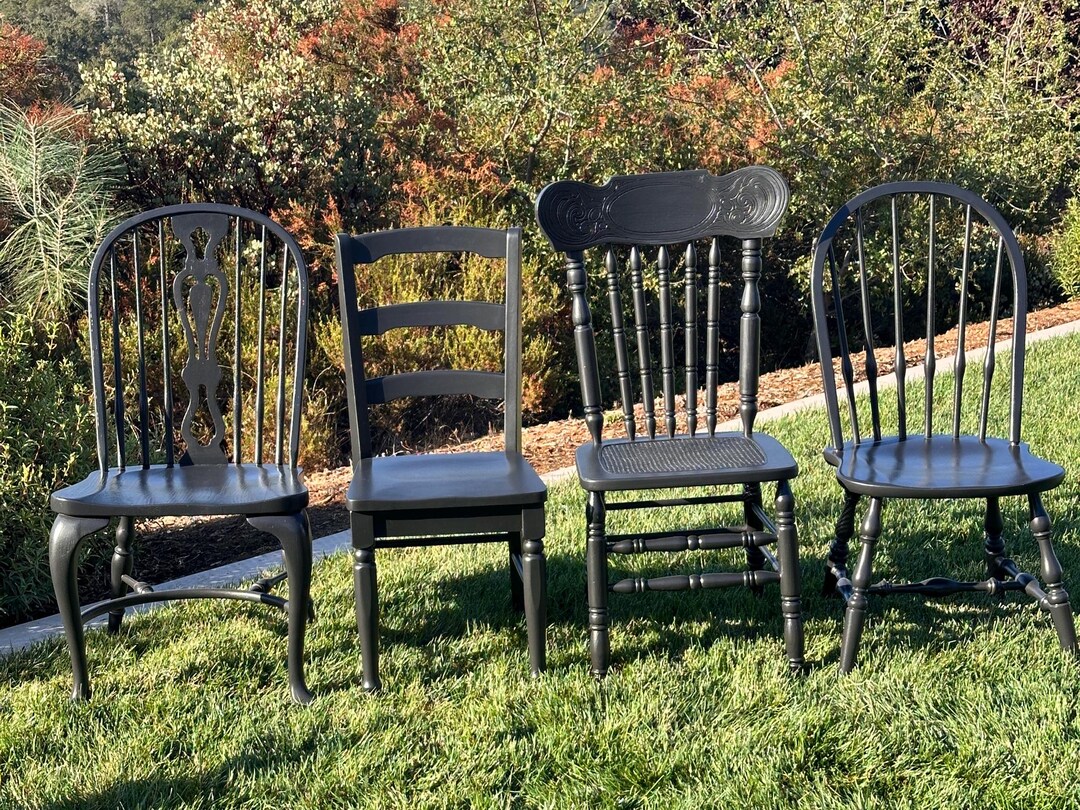 READY TO SHIP Farmhouse Chairs Painted Set of Four 4 Vintage Farm ...