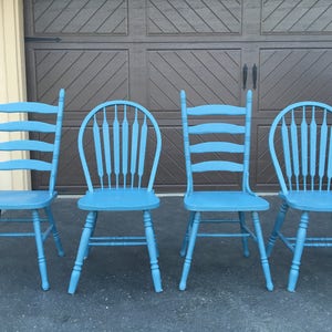 Farmhouse Chairs Painted Set of Four 4 Vintage Farm Chairs Painted With ...