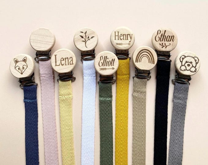 Cotton Dummy Clip, Petite Strap - Pink, Grey, Blue Dummy Clip - Baby ...