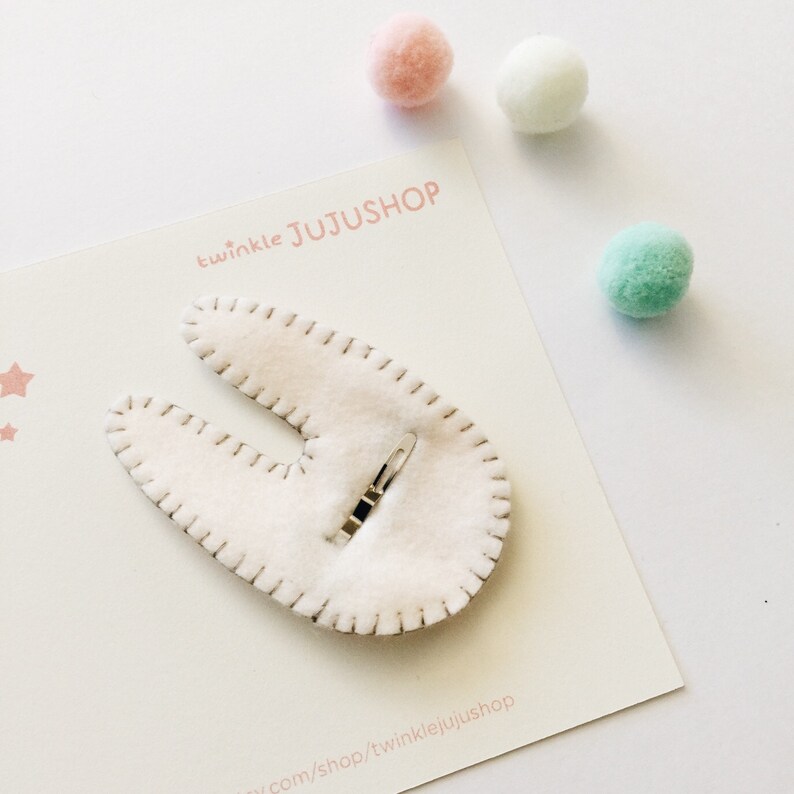 White Bunny Felt Snap Hair Clip - Etsy