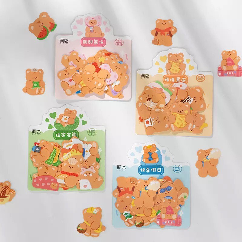 Kawaii Cute Little Bear Stickers Packet, Sticker Flakes, Diary ...