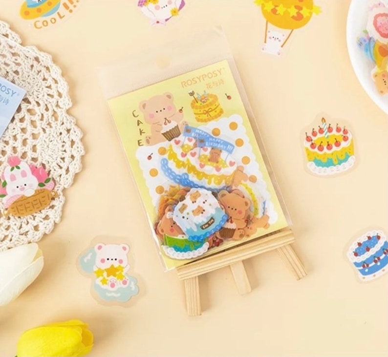 Kawaii Bunny and Bear Stickers Packet Sticker Flakes Diary | Etsy