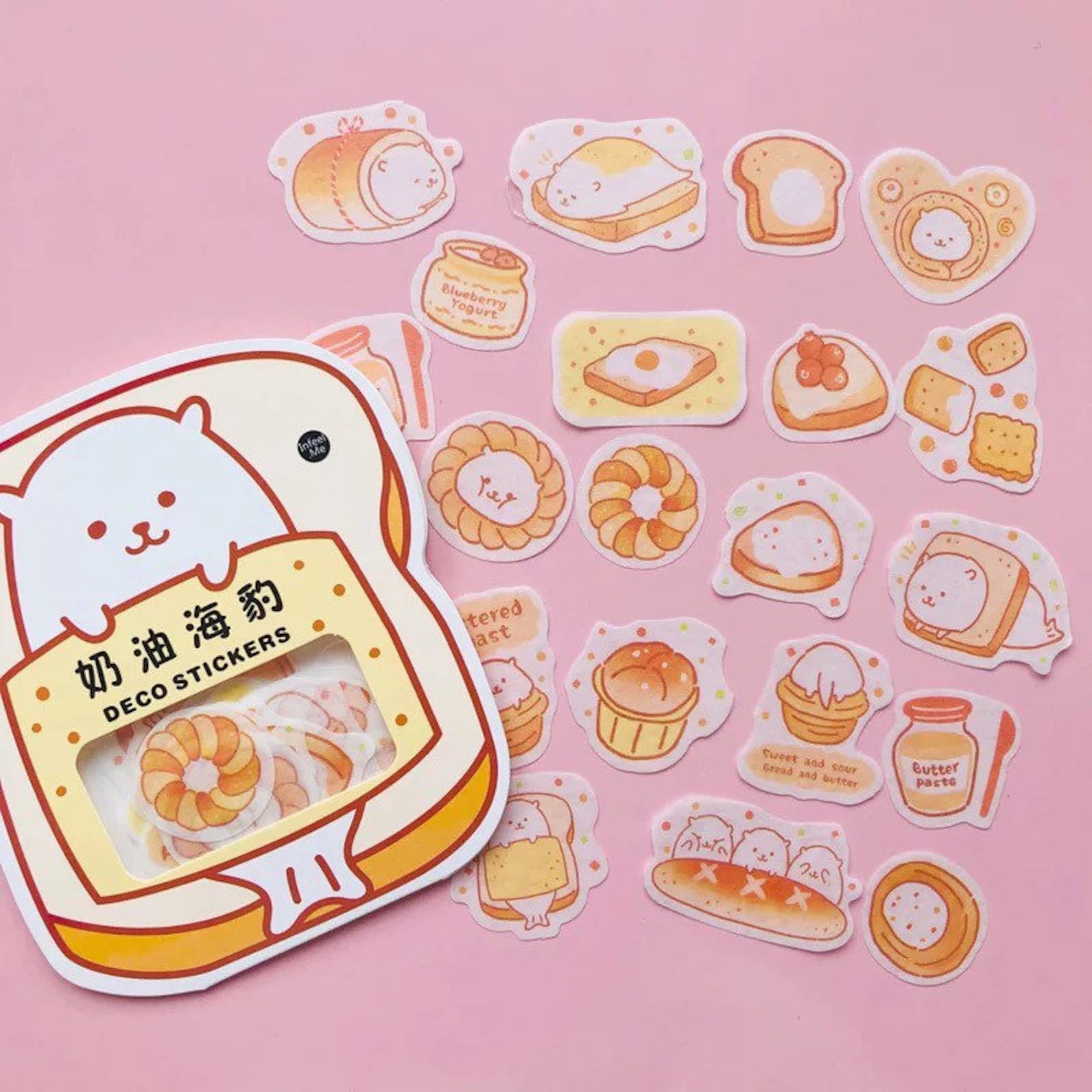 Kawaii Bread Animal Stickers Packet, Bread Bunny, Bread Seal, Sticker ...
