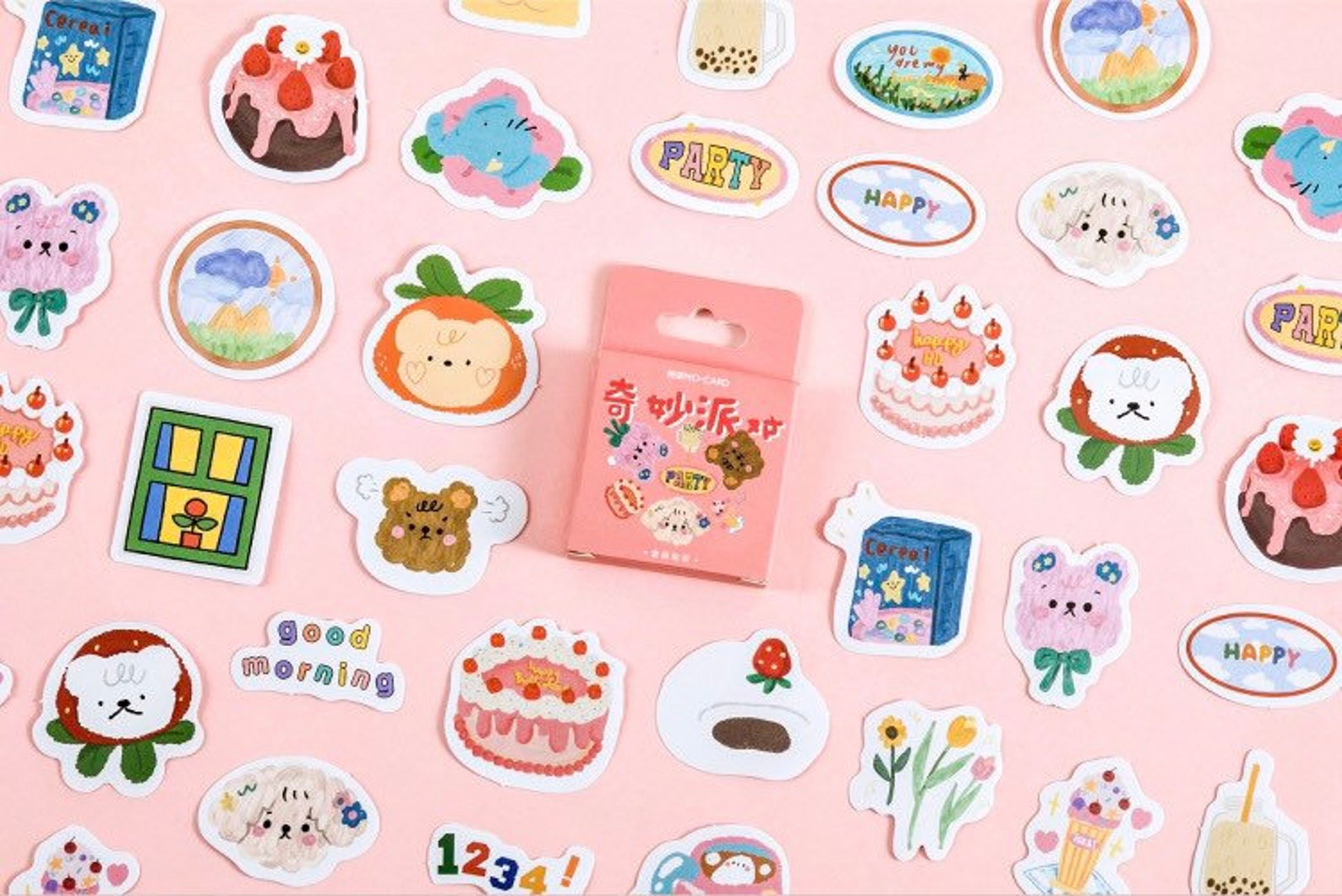 Kawaii Party Stickers Packet Kawaii Stickers Sticker Flakes | Etsy