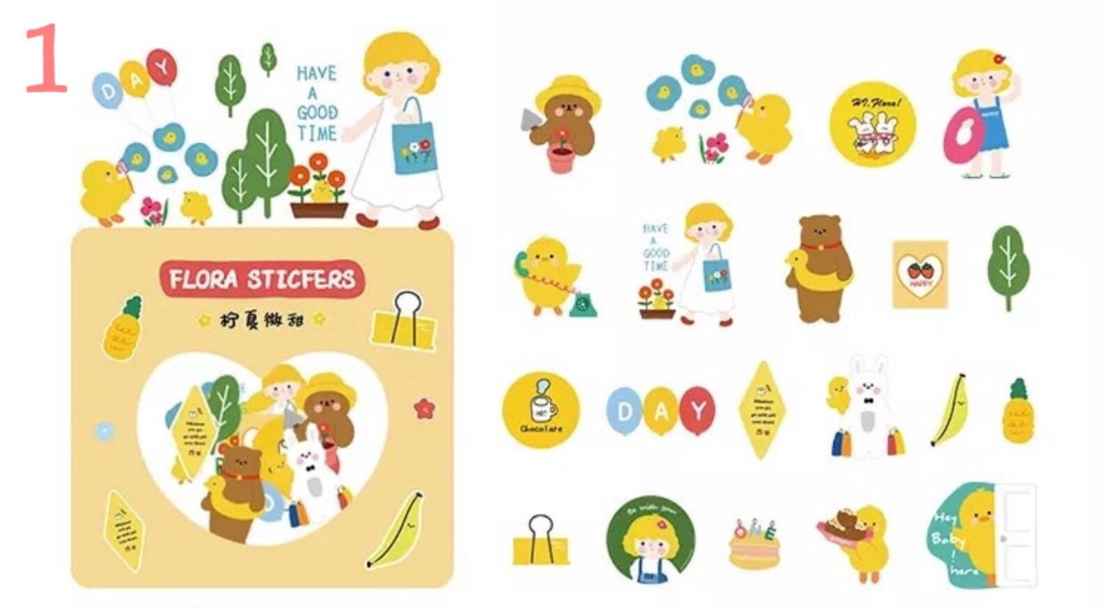 Kawaii Flower Girl Stickers Packet Sticker Flakes Diary | Etsy