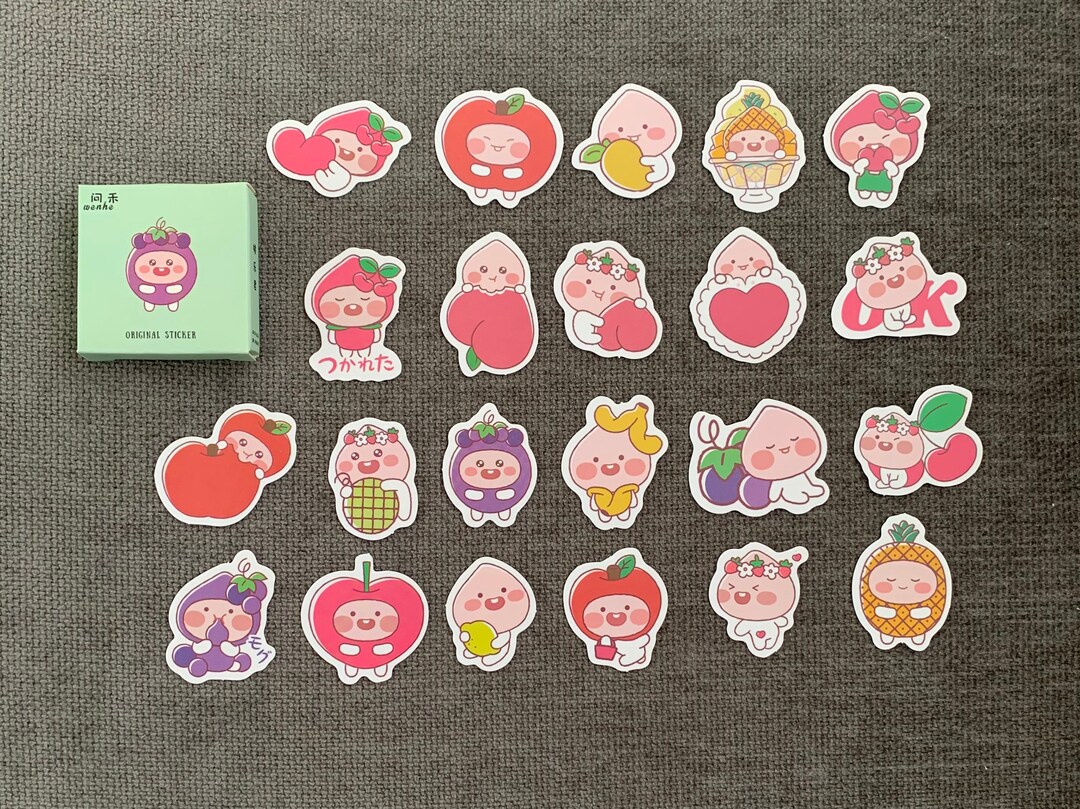 Kawaii Peach Stickers Packet, Kawaii Stickers, Sticker Flakes, Diary ...