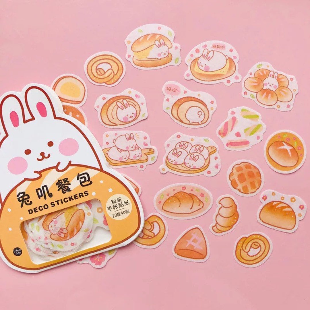Kawaii Bread Animal Stickers Packet, Bread Bunny, Bread Seal, Sticker ...