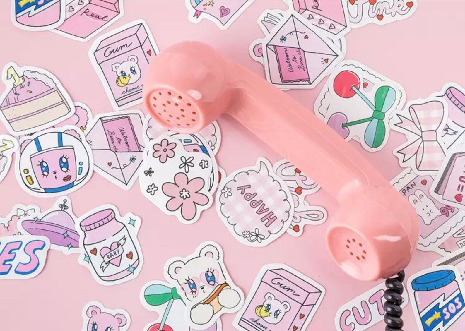 Kawaii Pink Cute Team Stickers Packet Kawaii Stickers - Etsy