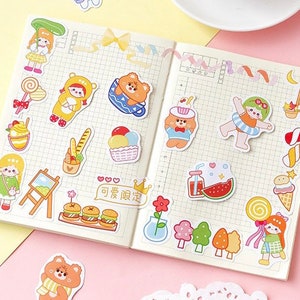 Kawaii Cartoon Animals Stickers Packet, Sticker Flakes, Diary Scrapbook ...