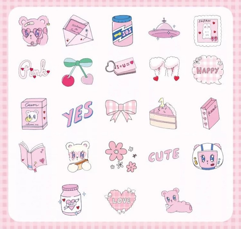 Kawaii Pink Cute Team Stickers Packet Kawaii Stickers - Etsy