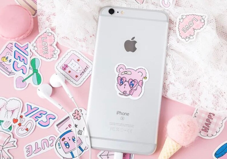 Kawaii Pink Cute Team Stickers Packet, Kawaii Stickers, Sticker Flakes ...