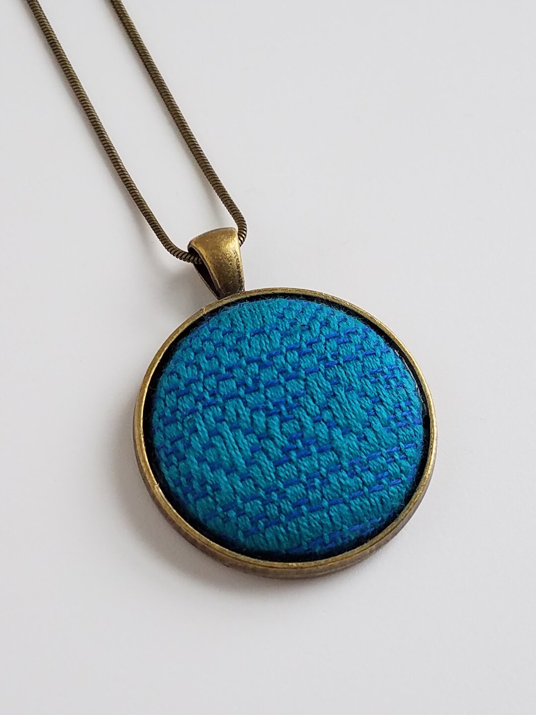 Brass Necklace, Wrap Scrap Jewelry, Didymos Prima Emerald, Blue and ...