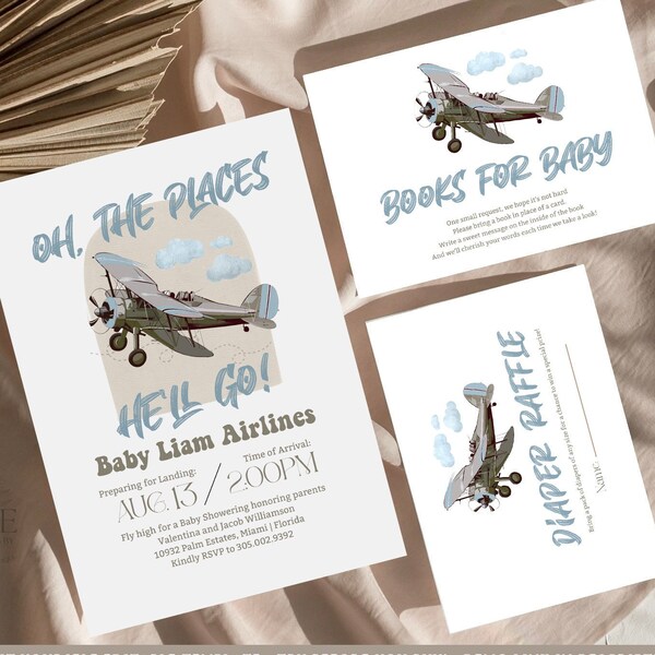 Airplane Baby Shower Invitations - Etsy