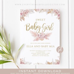 Sweet Baby Girl Invitation Shower Instant Download Editable - Etsy