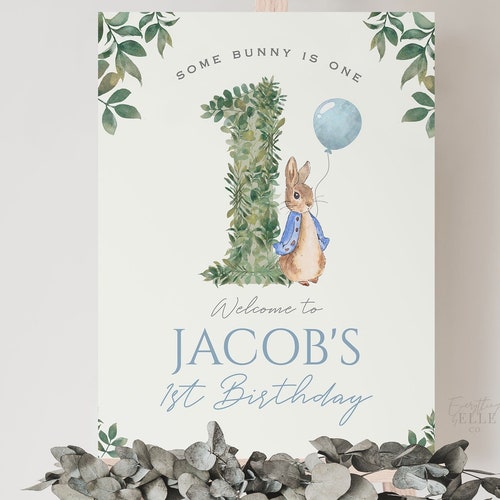 Peter Rabbit First Birthday Welcome Sign Editable Banner - Etsy