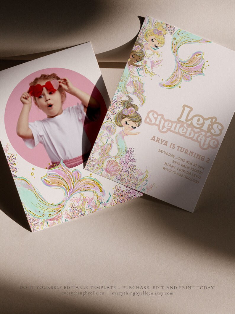 Boho Mermaid Birthday Welcome Sign Lets Shellebrate Editable - Etsy