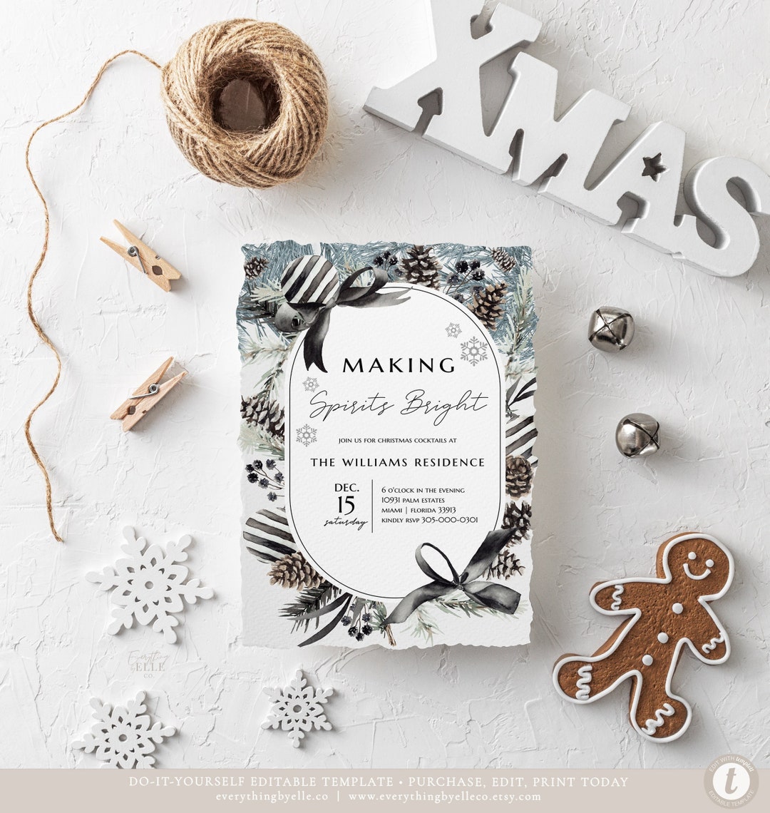 Christmas Invitation Editable Holiday Party Invitation - Etsy