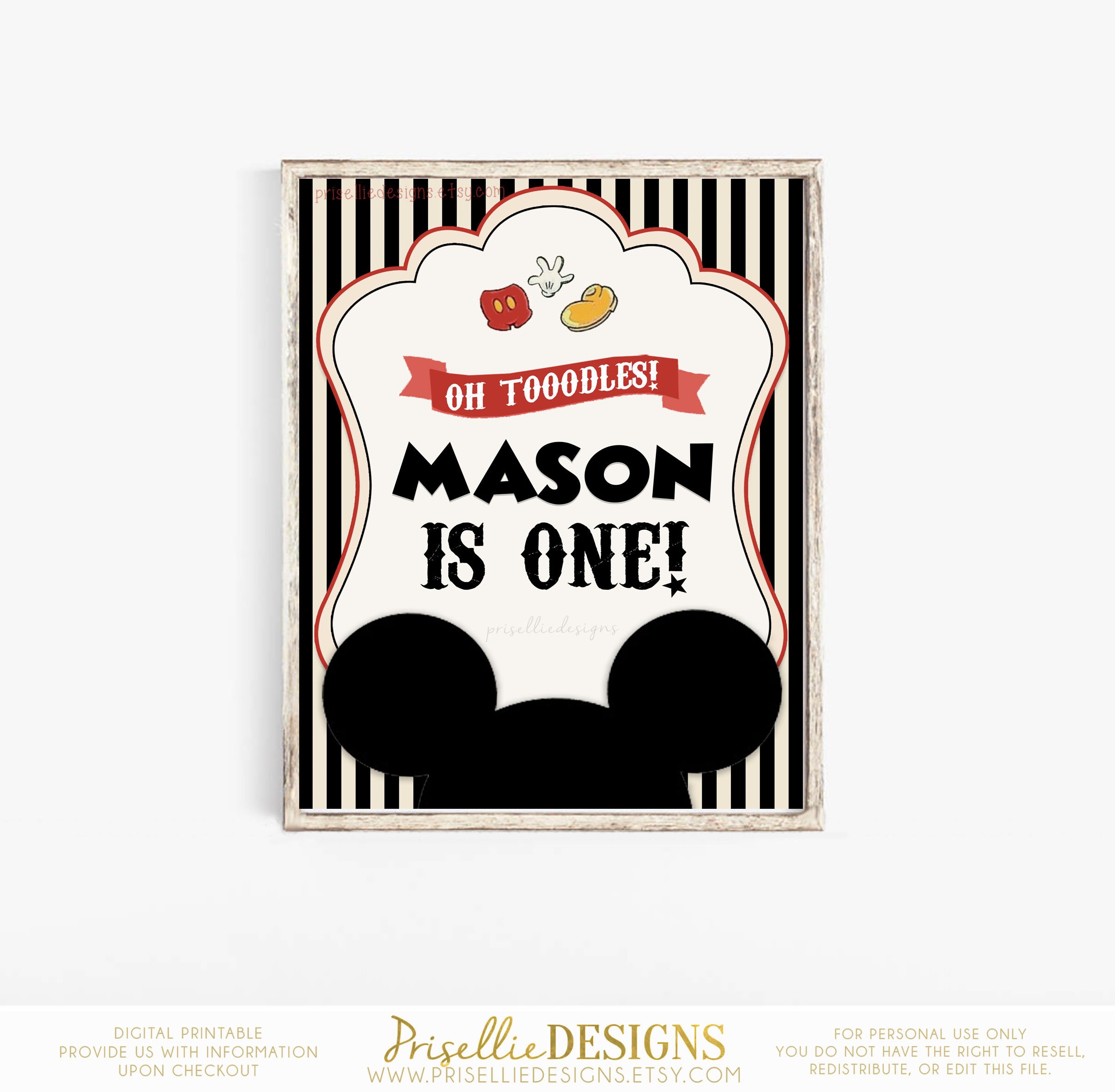 Mickey Mouse Printable Sign Personalized Vintage Mickey Mouse - Etsy UK