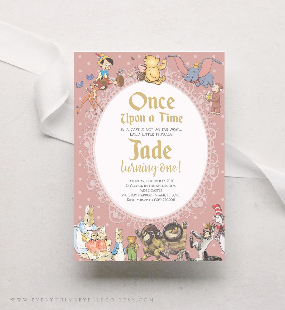 Storybook Birthday Invitation, Printable Storybook 1st Birthday Invite ...