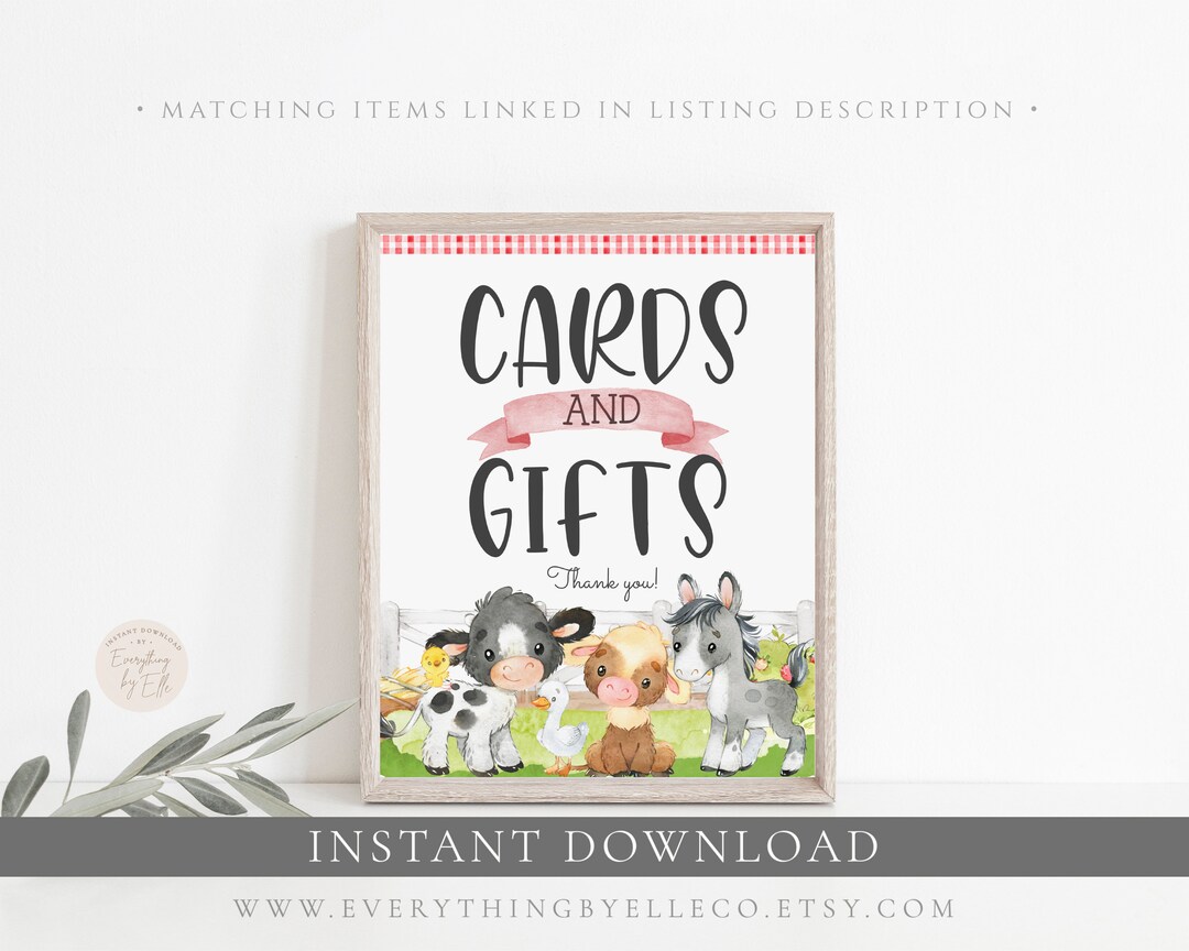 Farm Printable Sign Cards and Gifts, Farm Animals Birthday Table Sign ...
