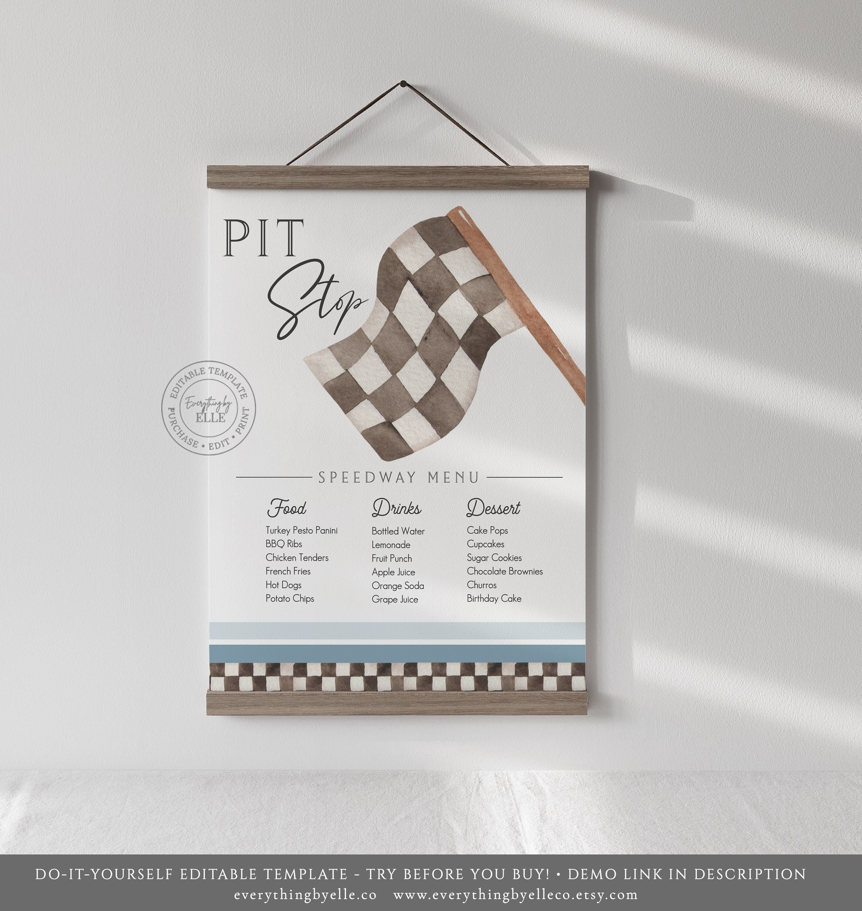 Race Car Birthday Menu Printable Sign Editable Growing up TWO | Etsy UK