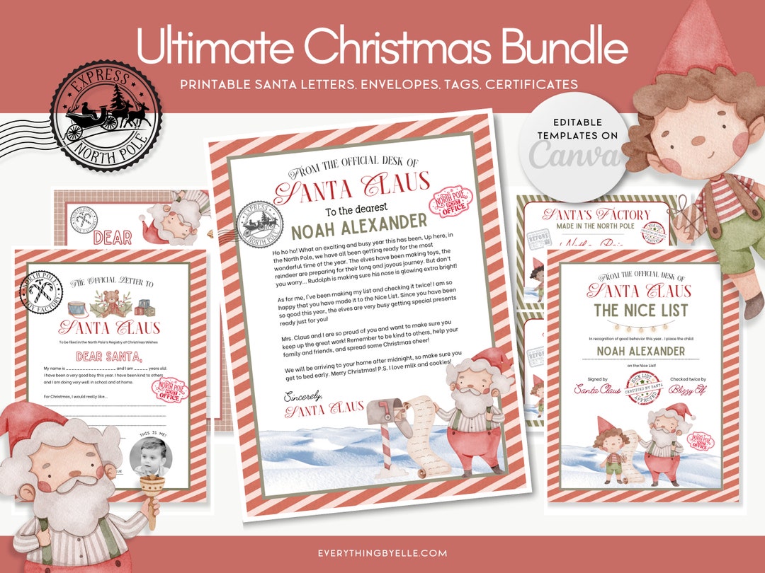 Ultimate Christmas Bundle for Boys, Editable Letters to Santa ...