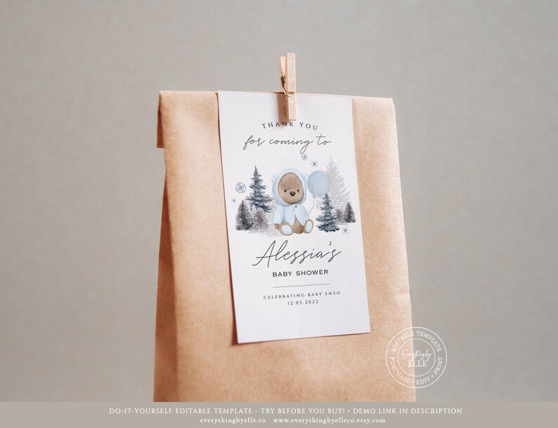 Winter Teddy Bear Baby Diaper Raffle Sign Blue Teddy Bear - Etsy