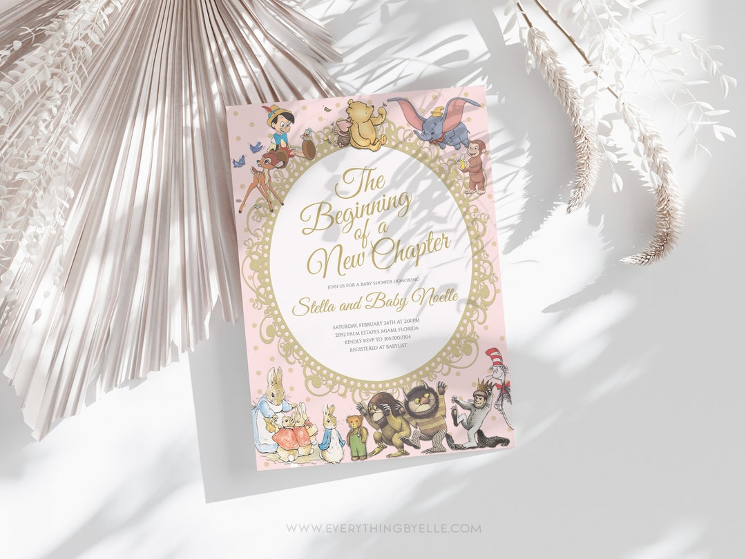 Pink Storybook Baby Shower Invitation, Storybook Invitation, Once Upon ...