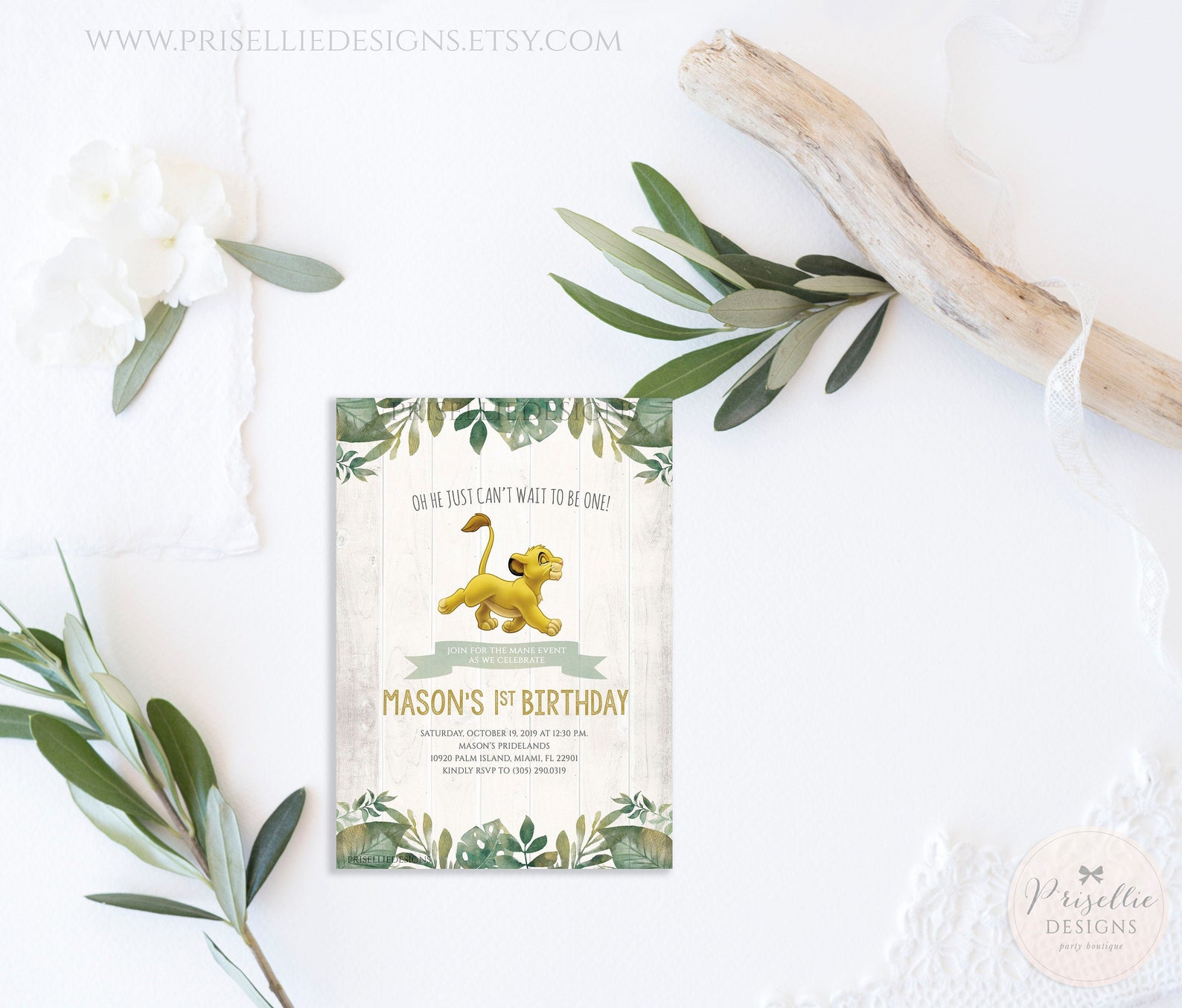 Simba Birthday Invitation Lion King Birthday Invitation Baby | Etsy ...
