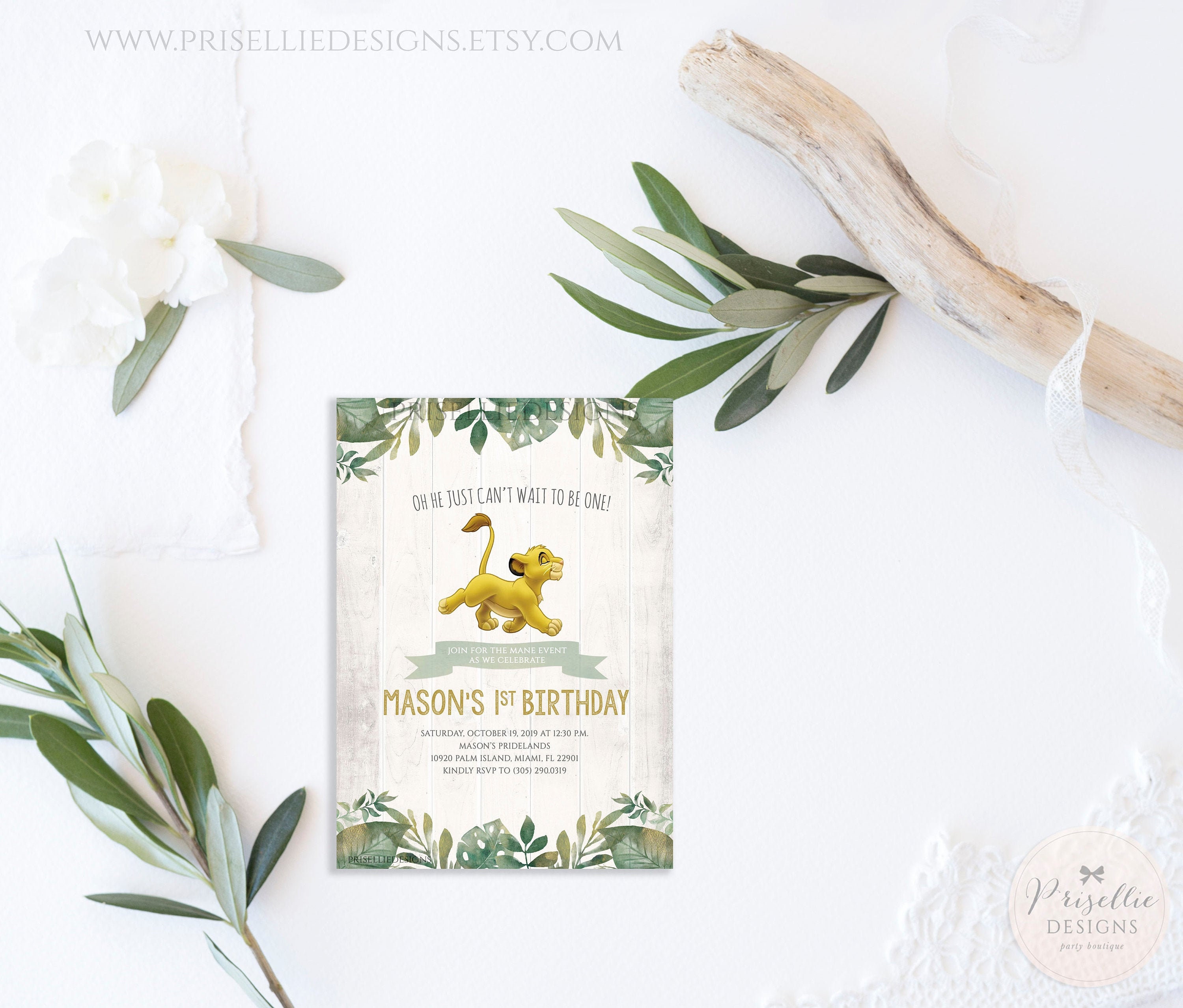 Simba Birthday Invitation Lion King Birthday Invitation Baby | Etsy ...