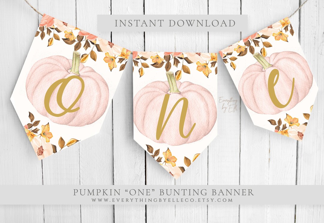 Pumpkin Birthday Banner ONE Pumpkin Bunting Banner Instant - Etsy