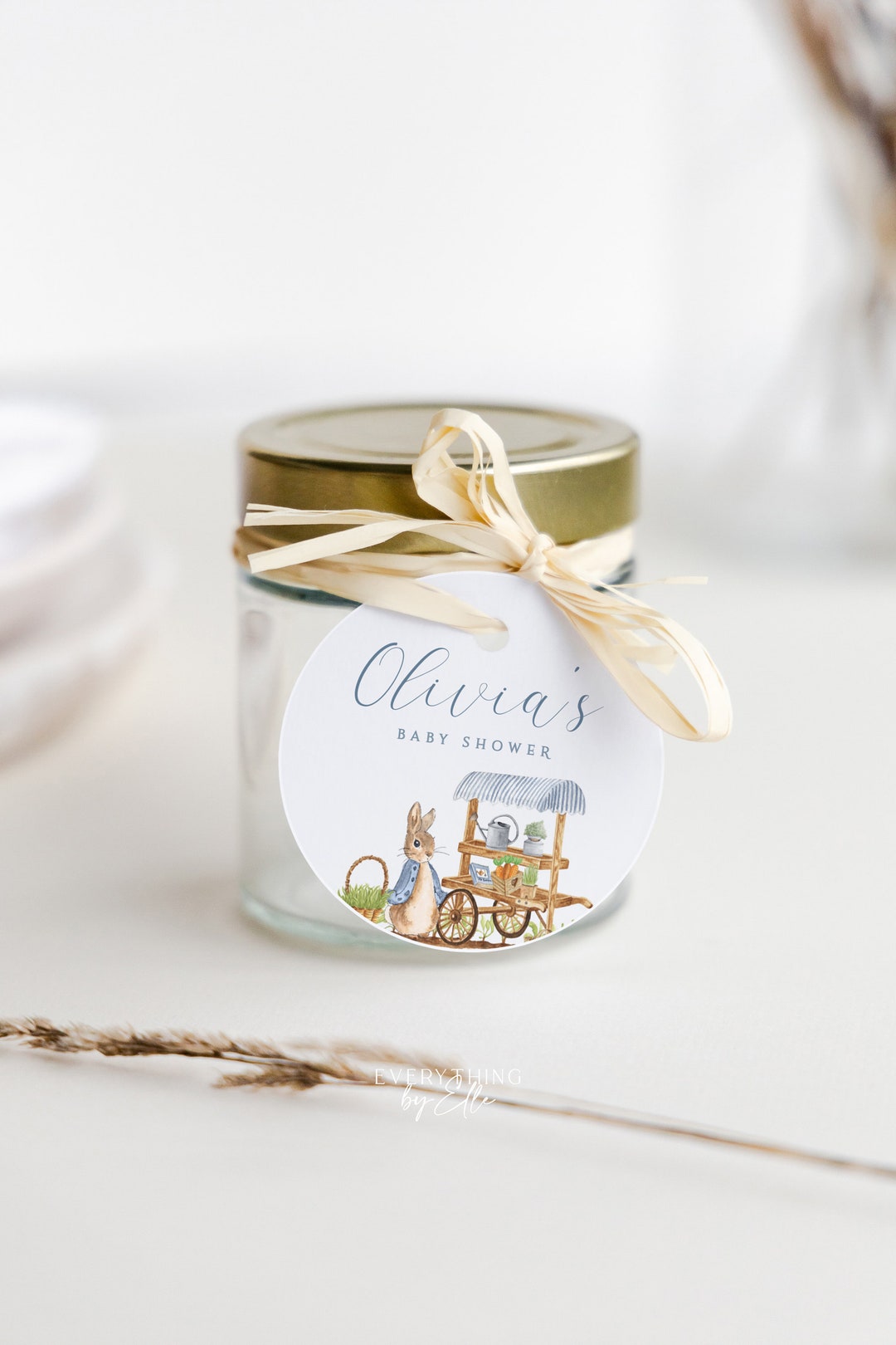 Peter Rabbit Baby Shower Round Label Editable, Peter Rabbit Sticker ...