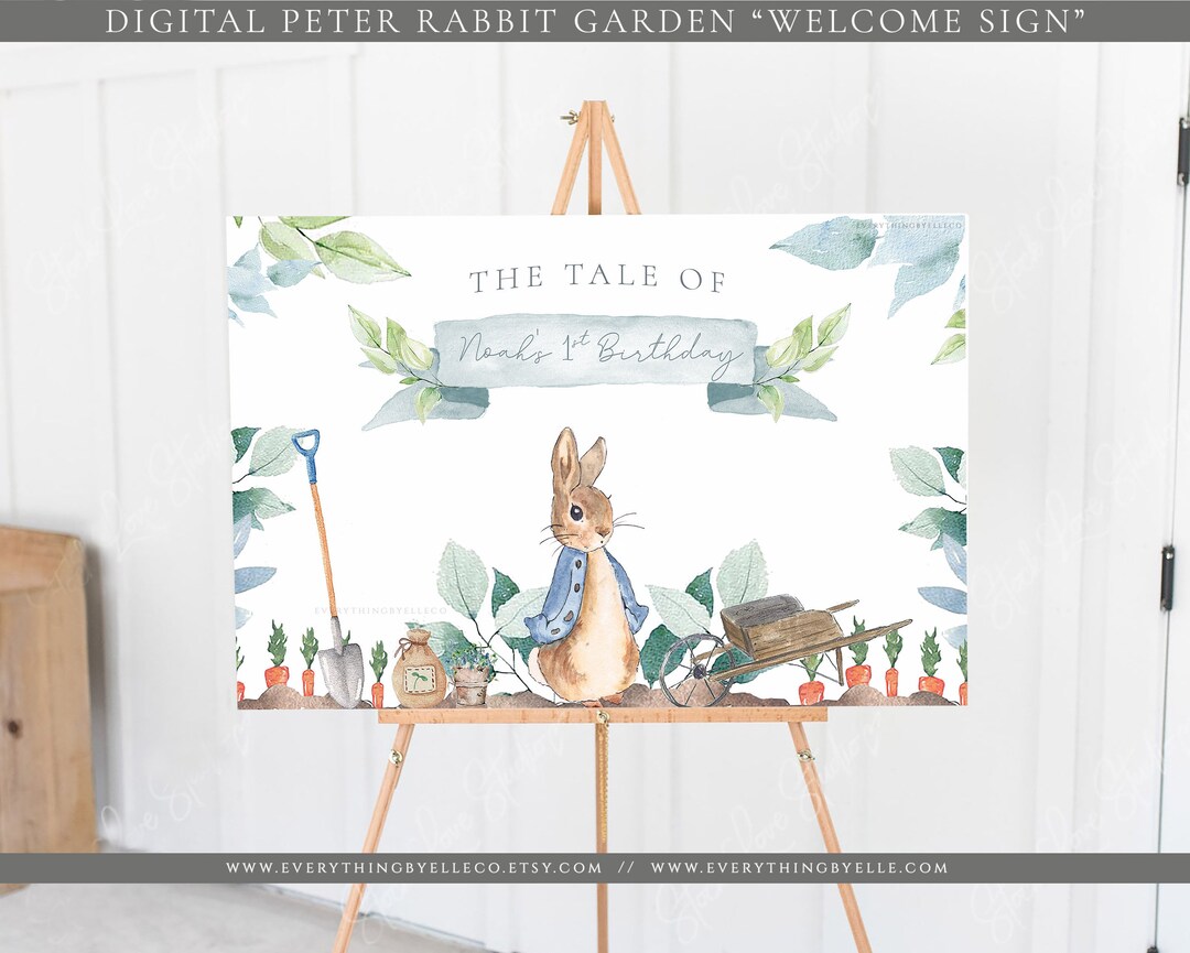 Peter Rabbit Printable Sign 18x24, Welcome Sign Peter Rabbit Birthday ...