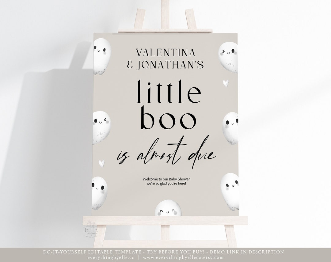 Little Boo Halloween Baby Shower Welcome Sign Editable Modern - Etsy