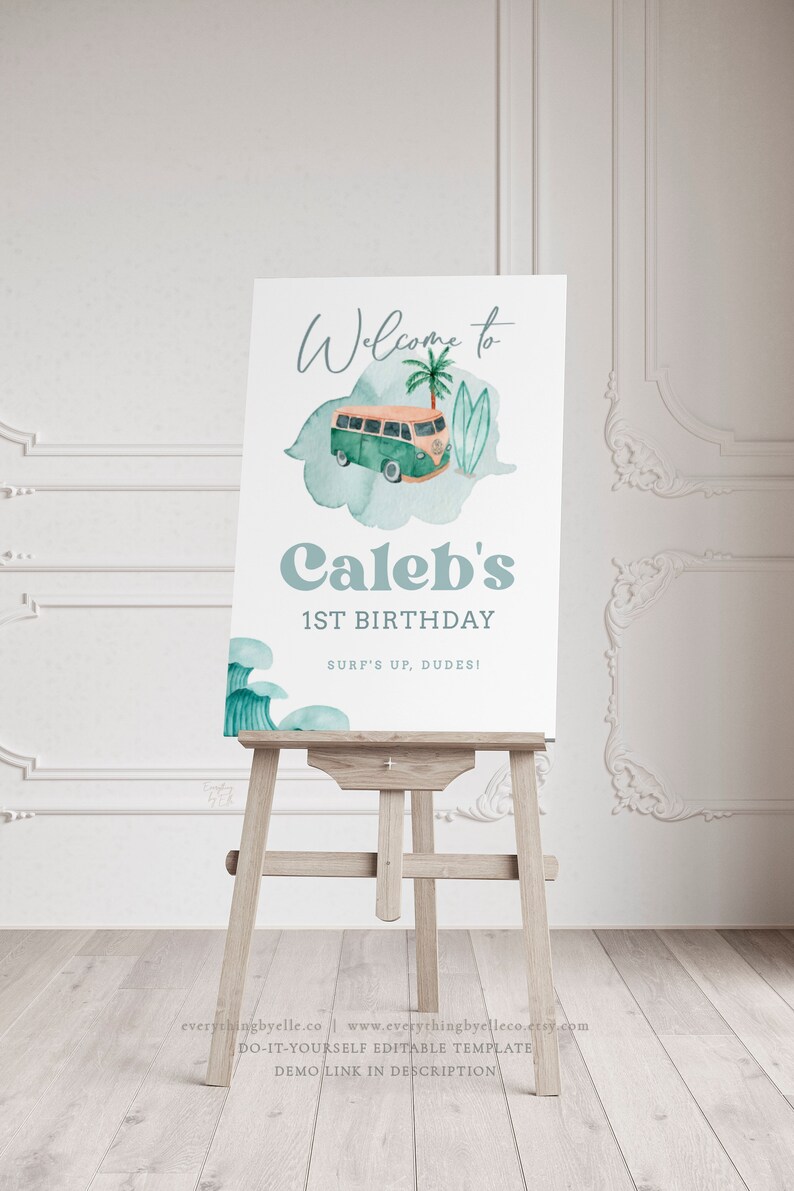 The Big ONE Water Bottle Label Editable Surfs up 1st Birthday - Etsy