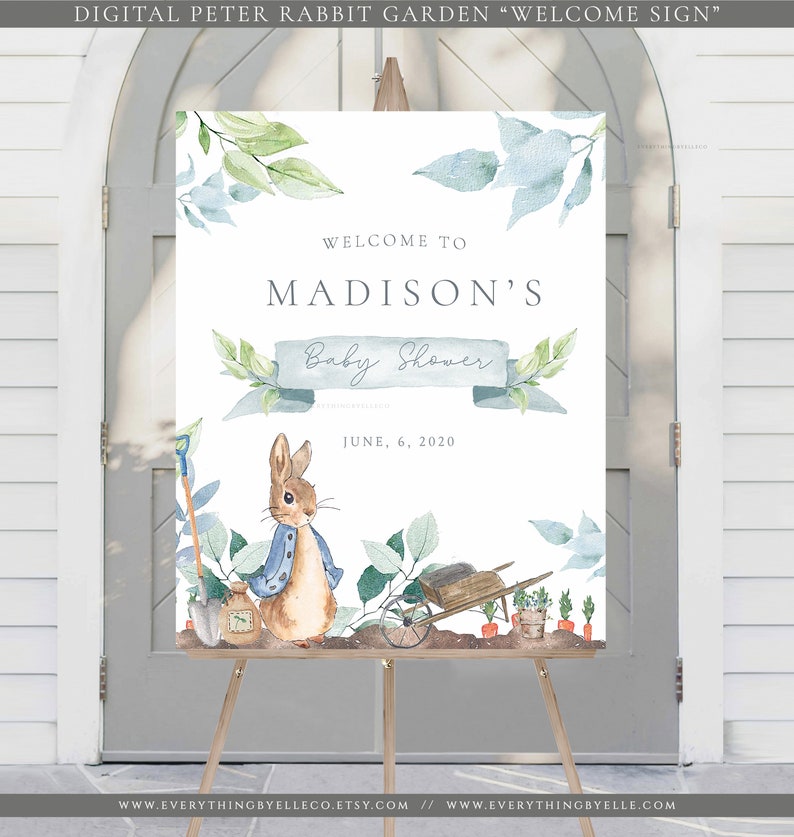 Peter Rabbit Printable Sign Personalized 16x20 Welcome | Etsy