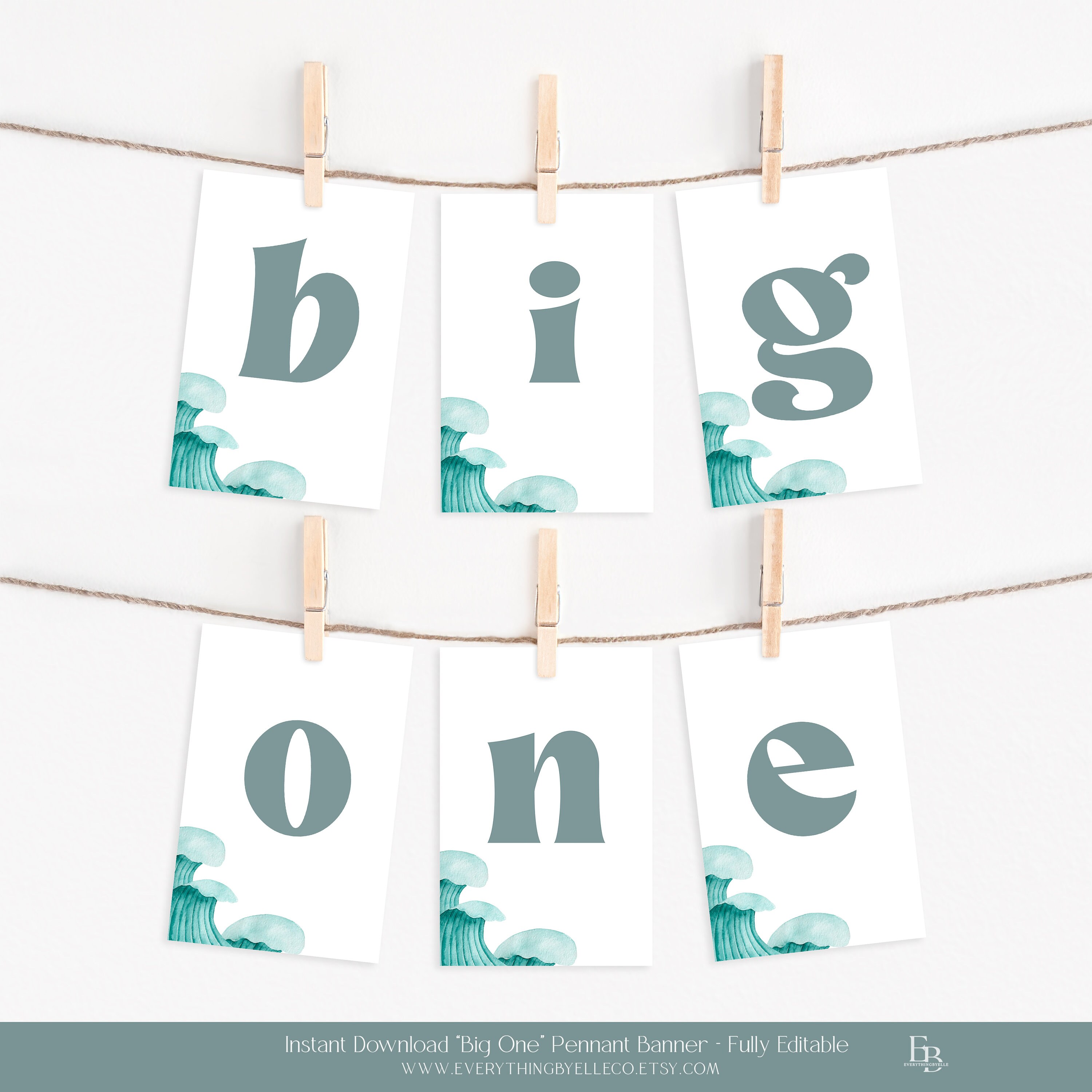 The Big ONE Pennant Flags Printable Surfs up 1st Birthday - Etsy UK