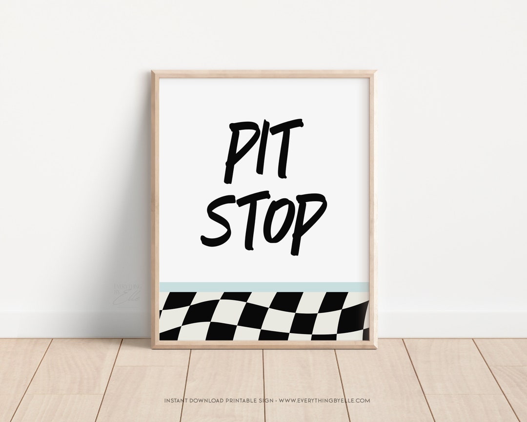 Blue Race Car Pit Stop Printable Sign Fast ONE Birthday Sign - Etsy ...