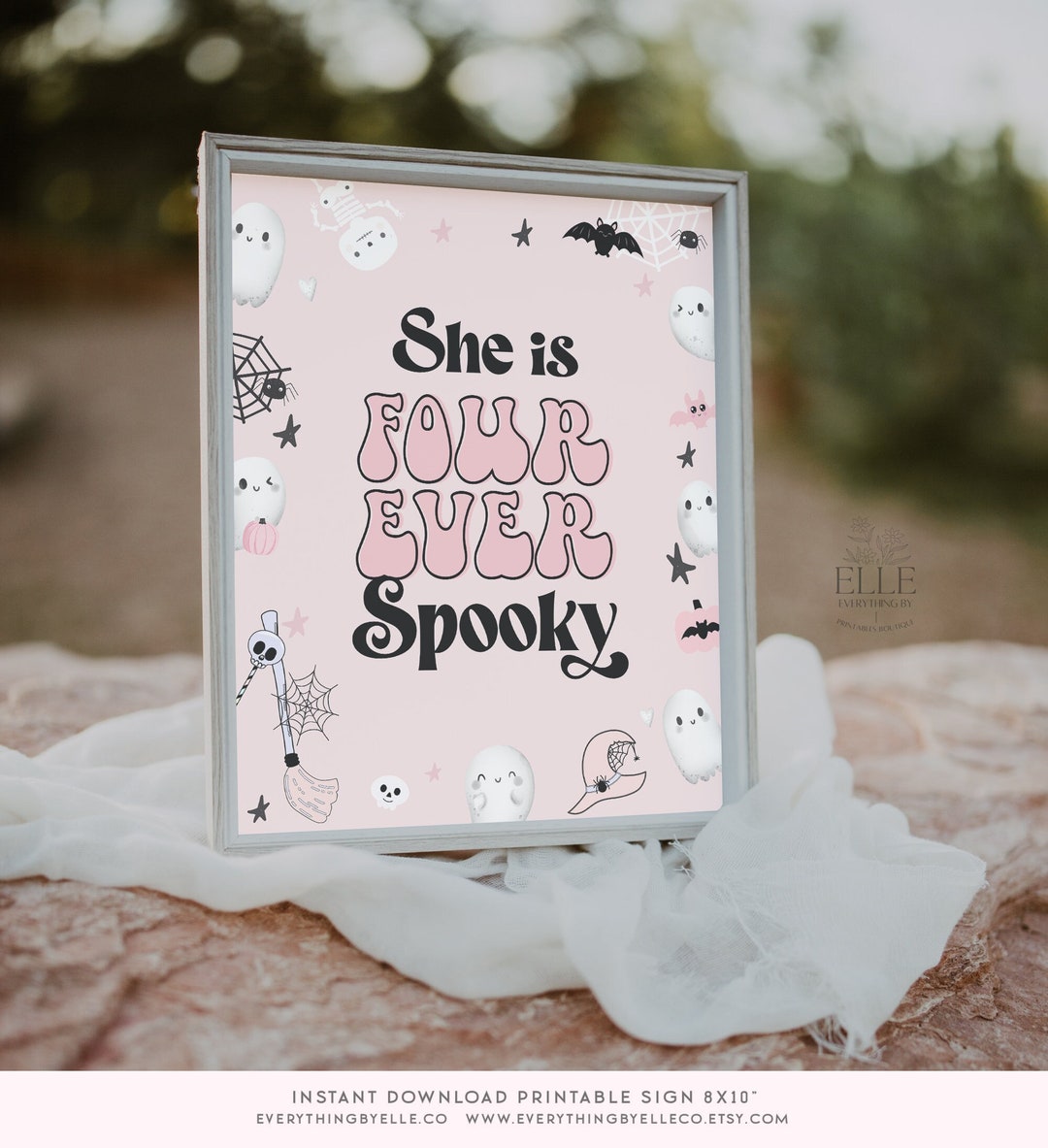 Pink Halloween Tabletop Sign Printable, Fourever Spooky Pink Halloween ...