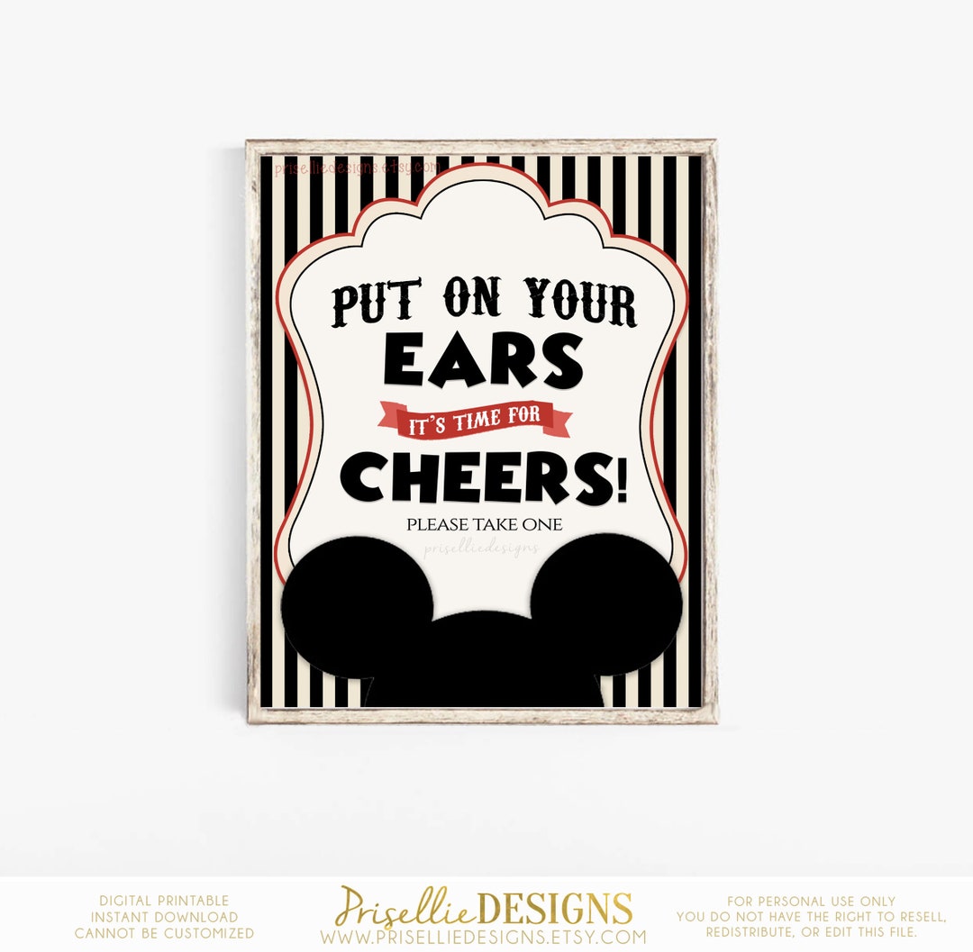 Mickey Mouse Printable Sign Instant Download Put on Ears Time - Etsy ...